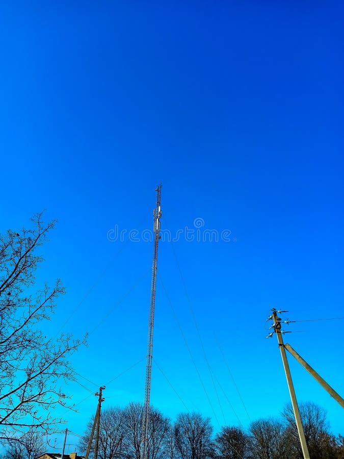 Cell Phone Tower of a Mobile Operator Stock Photo - Image of metal ...