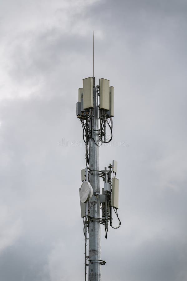 Cell Phone Tower with Multiple Antennas Stock Photo - Image of ...