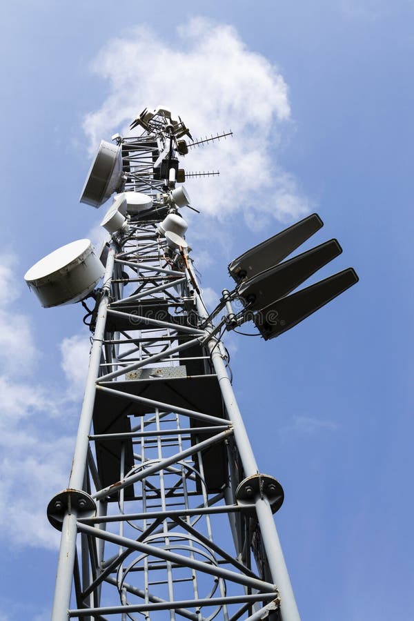 Cell Phone Transmitters on Telecommunication Tower in Mountains Stock ...