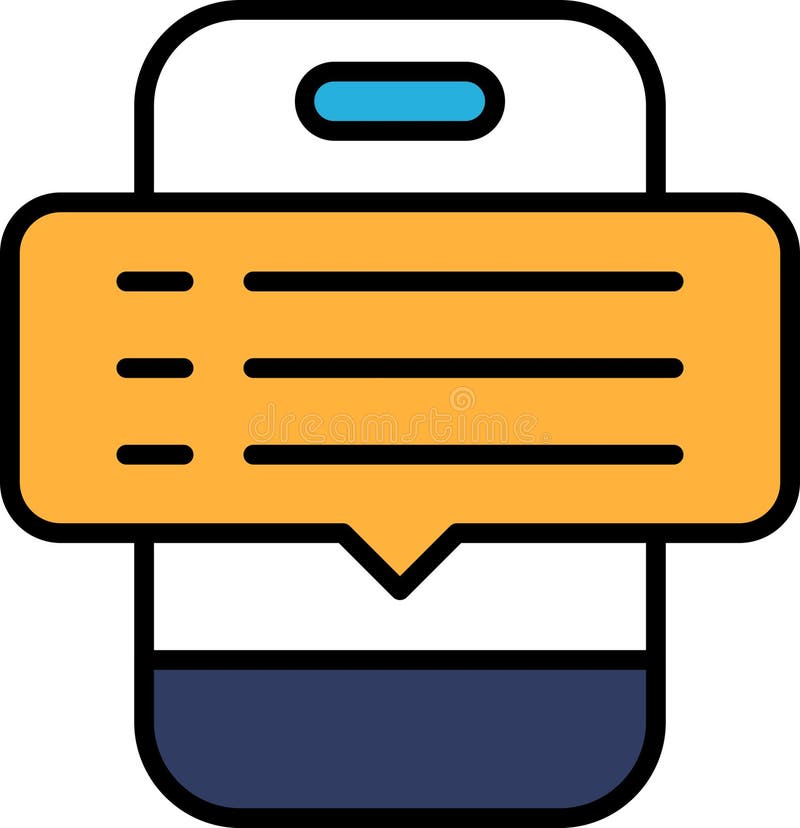 A Cell Phone with Two Orange Text Bubbles on it Stock Vector ...