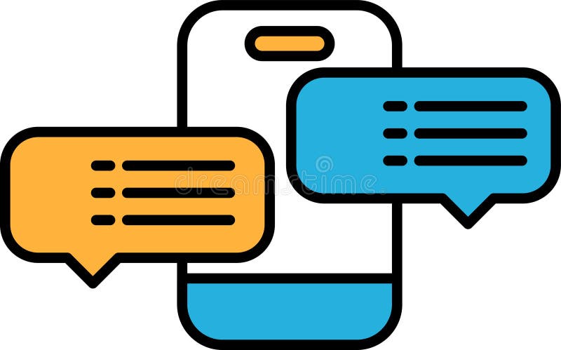 A Cell Phone with Two Orange Text Bubbles on it Stock Vector ...