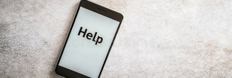 A Cell Phone with the Word Help Written on it Stock Illustration ...