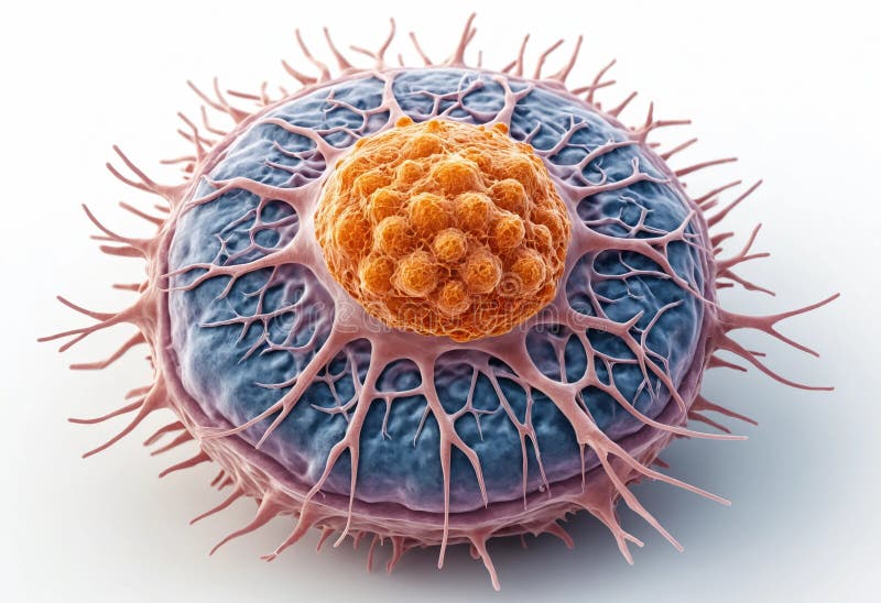 A Cell with a Pink and Orange Blob on it Stock Illustration ...