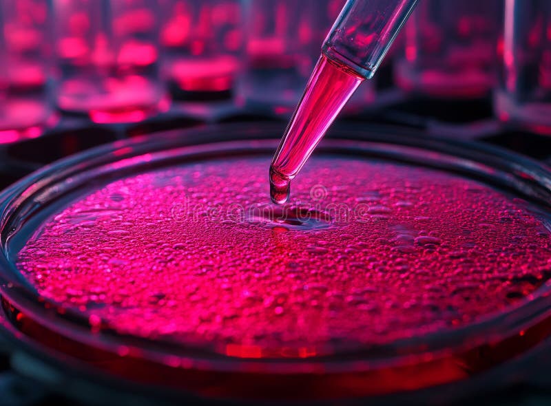 Cell Research, Introducing a Sample into a Petri Dish of Cells in the ...