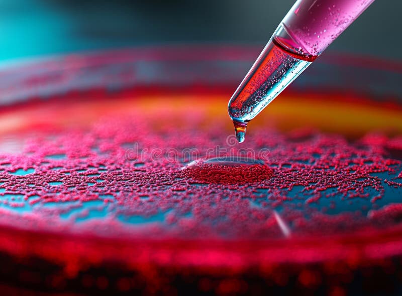 Cell Research, Pipetting a Sample into a Petri Dish with Cells in the ...