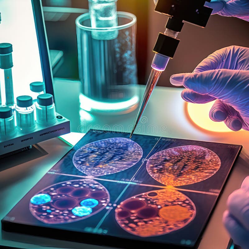 Cell Research Scientist. Generative AI Stock Illustration ...