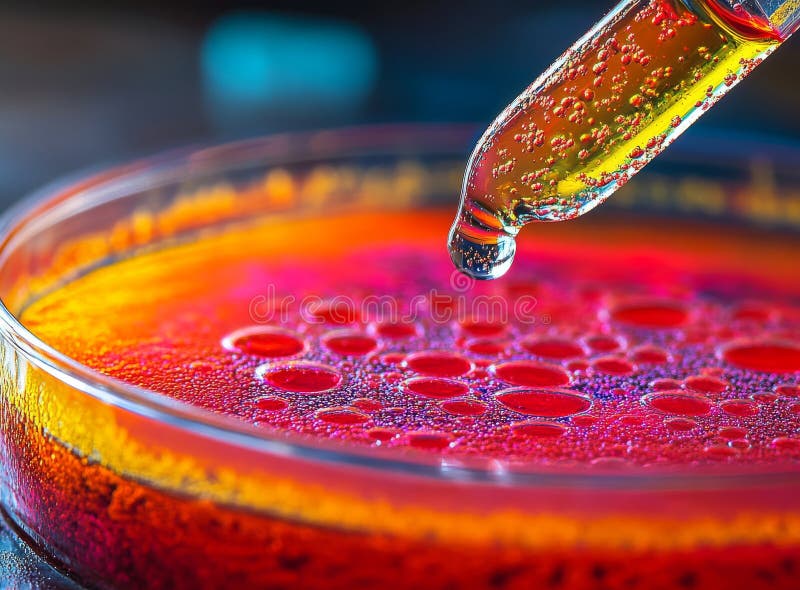 Cell Research, Using a Pipette To Add a Sample To a Petri Dish of Cells ...