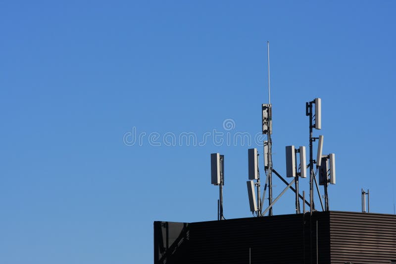 Cell Site Aerials on High Rise Building Stock Image - Image of message ...