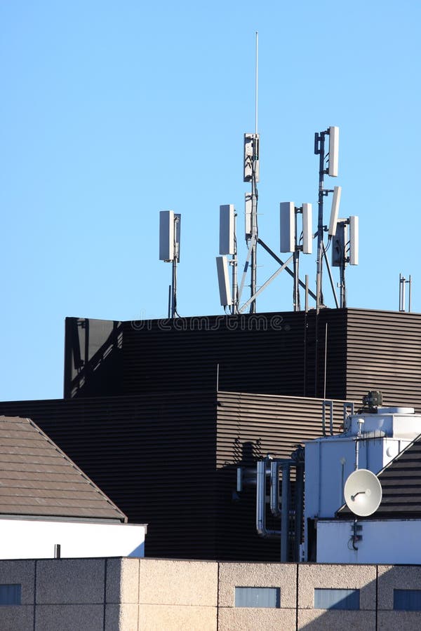 Cell Site Aerials on High Rise Building Stock Photo - Image of aerial ...