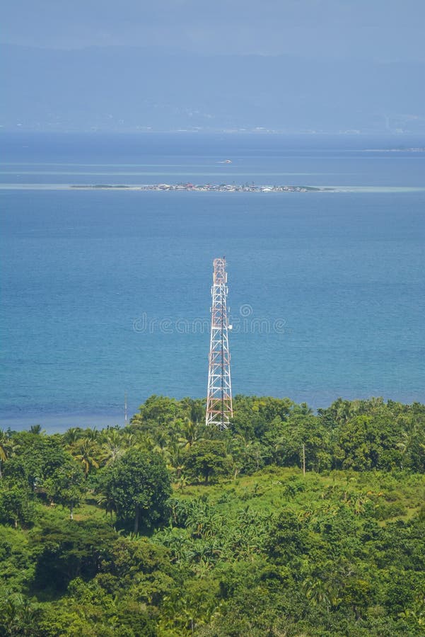 A Cell Site Transmitter Tower on Top of a Small Hill in Tubigon, Bohol ...