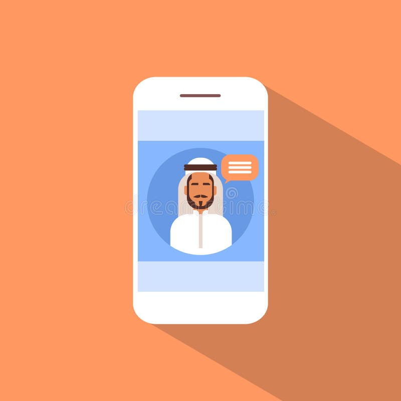 Cell Smart Phone with Muslim Man Chat Media Communication Social ...