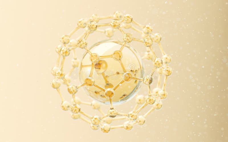 Cell Structure with Golden Background, 3d Rendering Stock Illustration ...