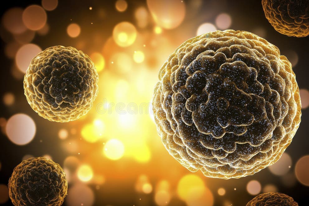 Cell Structures Illuminated with Glowing Lights in a Vibrant Abstract ...