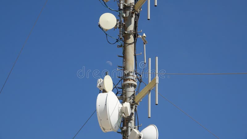 Cell Telecom Tower and Moon Stock Photo - Image of communicate, moon ...