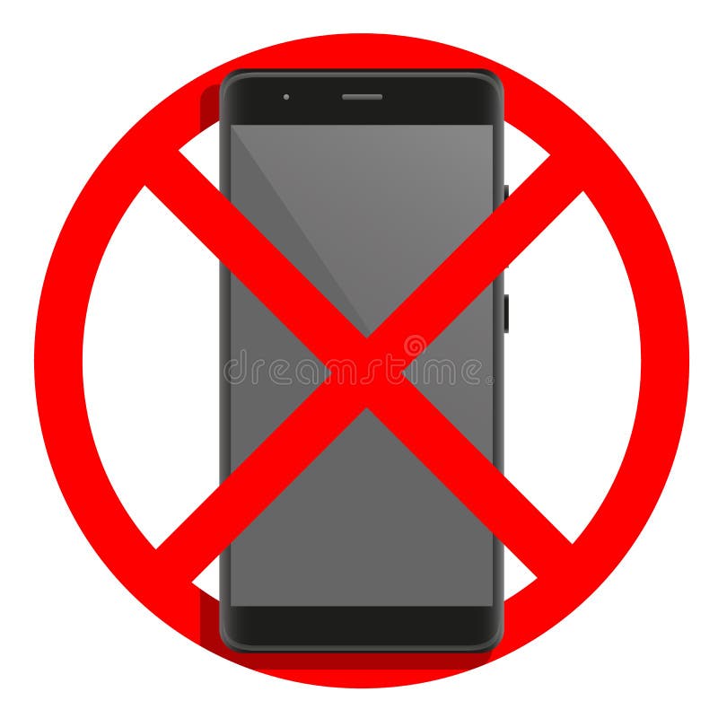Cell Telephone Warning Stop Sign Icon. Push Button Phone Turn Off Stock ...