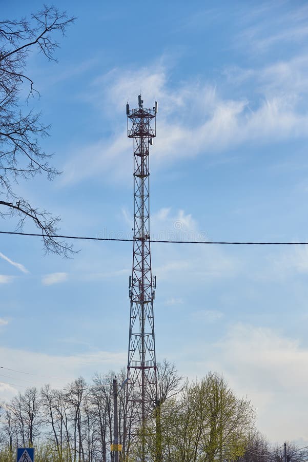 A Cell Tower Against a Cloudy Sky. Stock Image - Image of call, future ...