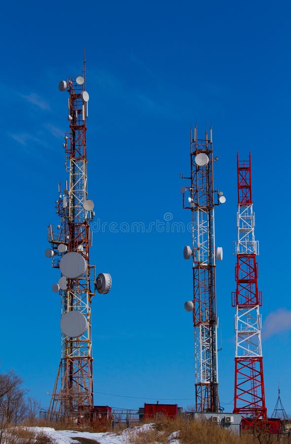 Red cell tower stock photo. Image of mobile, line, antenna - 32216442