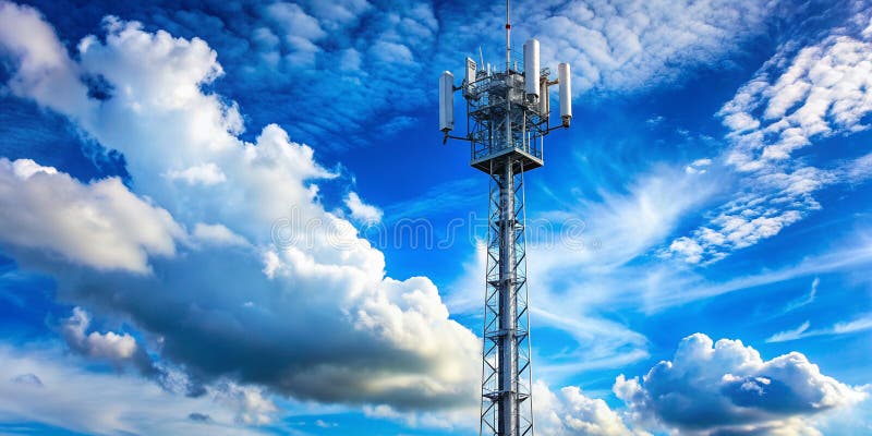 Cell Tower on a Background of Clouds and Blue Sky AI-Created Content ...