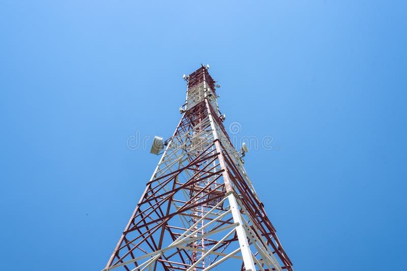 Cell tower stock image. Image of worker, person, ladder - 190587135