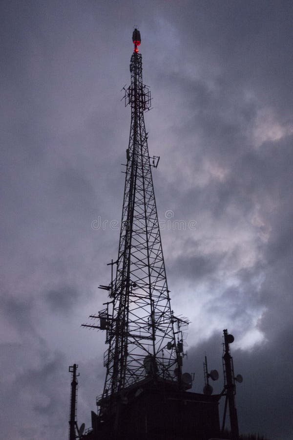 Cell Tower in a Mobile Network Stock Photo - Image of engineering ...