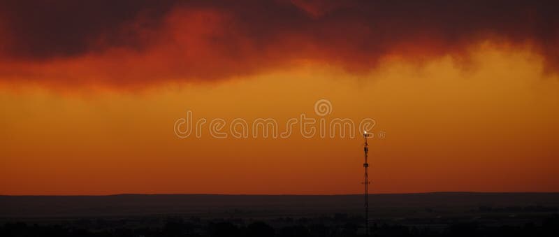 Cell Tower for Digital Communication at Sunset Silhouette Stock Photo ...