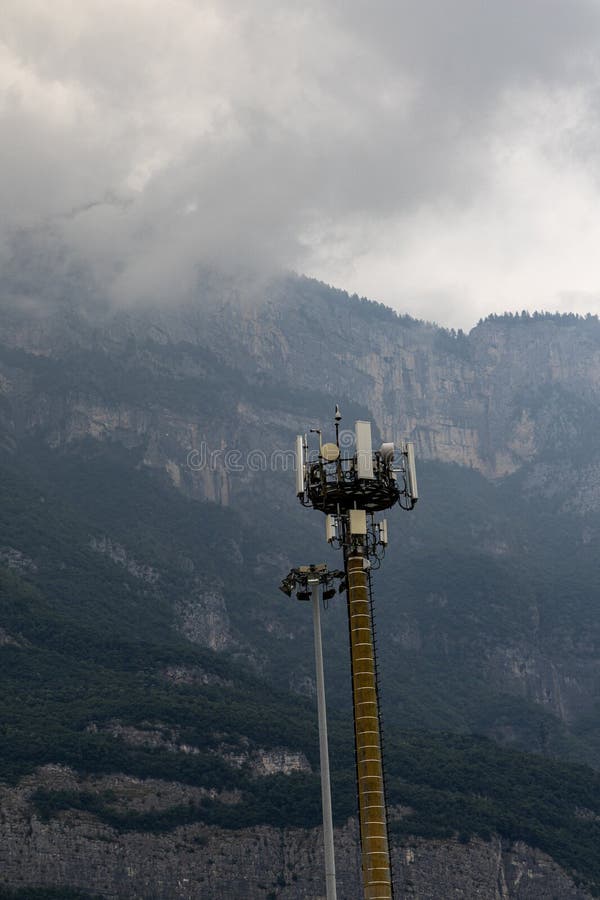 Cell Tower on the E45 Motorway in Italy, Alps Stock Photo - Image of ...