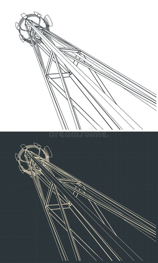 Cell Tower with Equipment Drawings Stock Vector - Illustration of ...