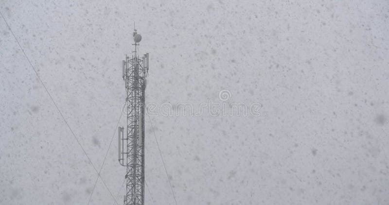 Cell Tower and Heavy Snowfall Stock Video - Video of northern, nuclear ...