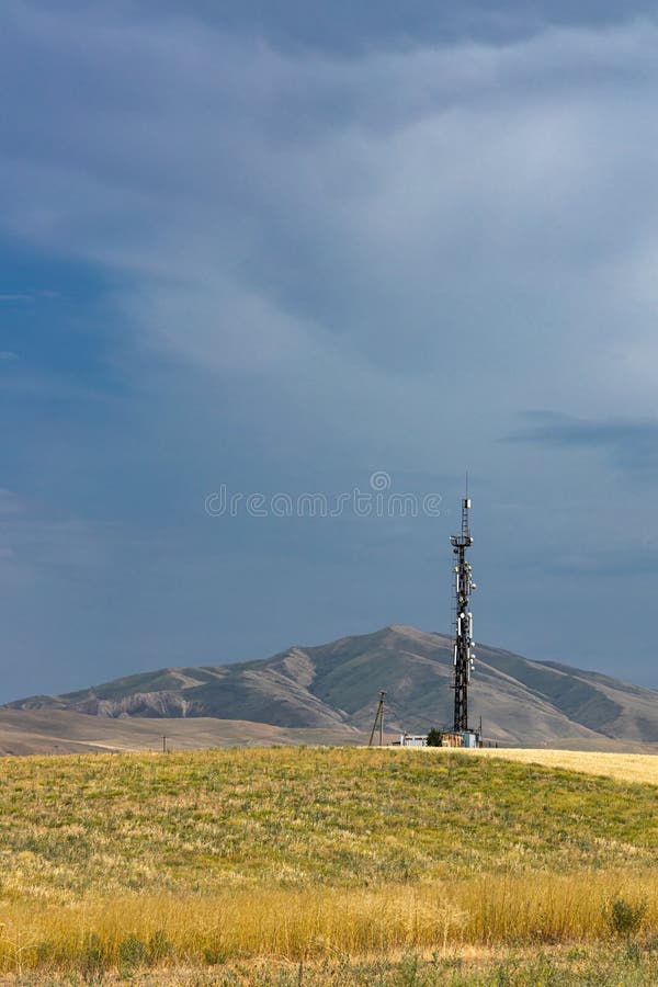 Cell Tower on Hill, Countryside Landscape Stock Photo - Image of ...