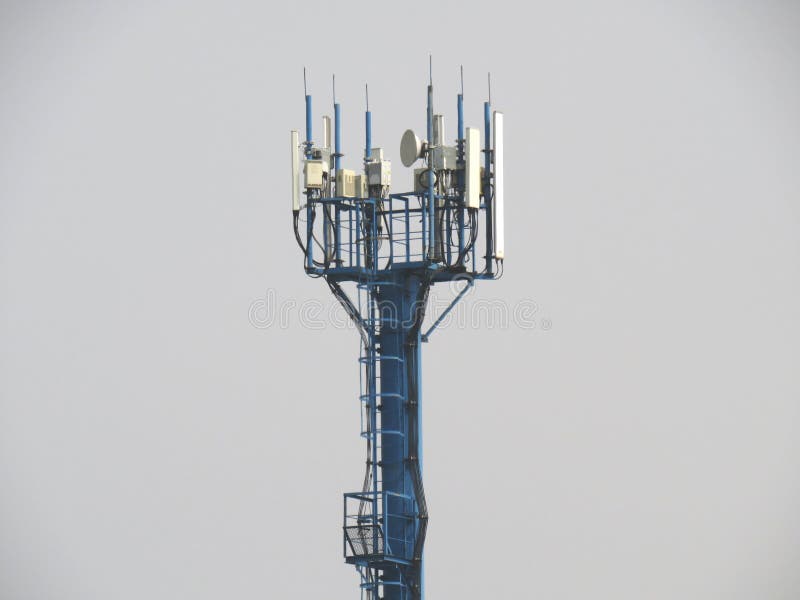 Cell Tower Radio Mast with Installed Electronic Equipment for Cellular ...
