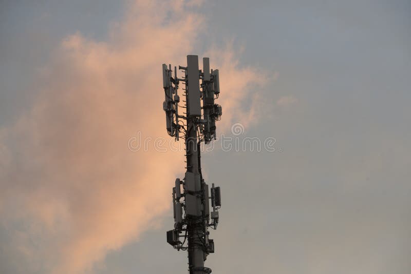 Cell Tower in a Mobile Network Stock Image - Image of tower ...
