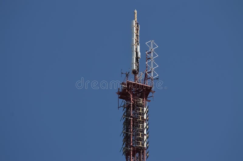 Cell Tower Top with Antennas Stock Photo - Image of station ...