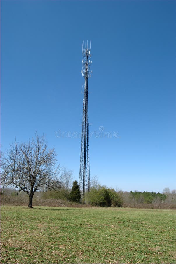 Cell Tower Under Maintenance Stock Photo - Image of telephone, cell ...