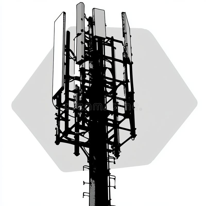 Cell Tower Waves Logo Design in Minimalist Monochrome Style Stock ...
