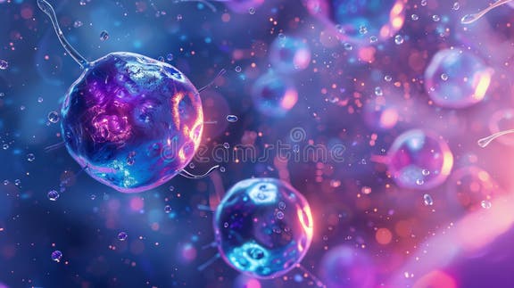 A Cell with Water Droplets and Blue and Purple Stock Photo - Image of ...