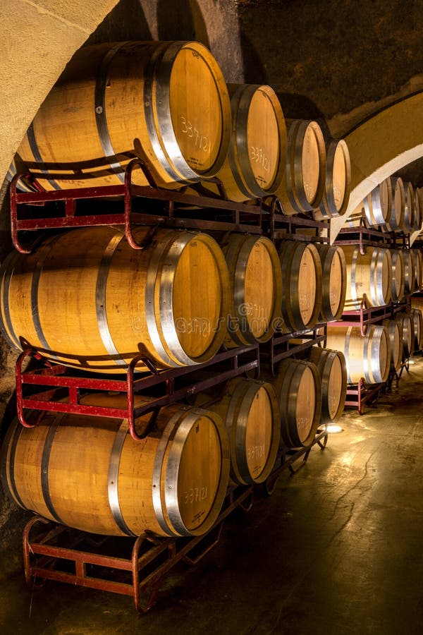 Cellar with Barrels for Storage of Wine in Spain Stock Photo - Image of ...
