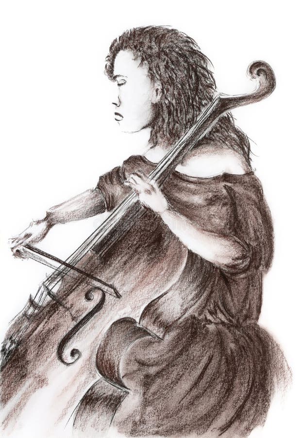 Cellist portrait stock illustration. Illustration of musicial - 245965486