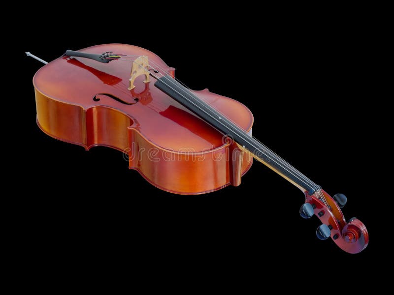 Cello on Black Background Isolated Stock Image - Image of string ...