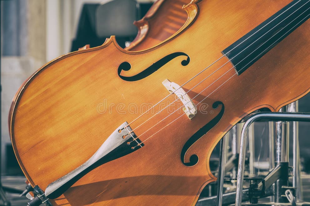 Cello Classical Instrument on an Empty Stage. Stock Photo - Image of ...