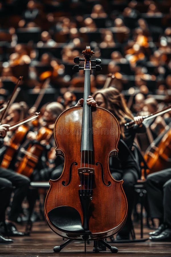 Cello Front and Center a Musician Performs with a Symphony Orchestra ...