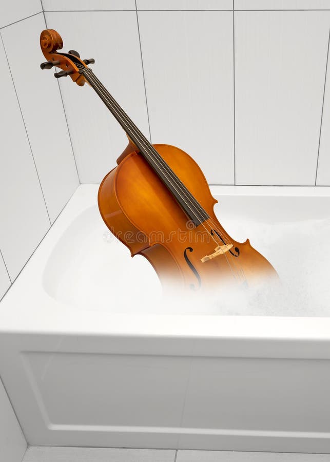 Cello Taking an Instrumental Break in Bath Tub Concept Stock Photo ...