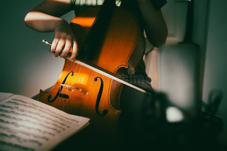 Cello home recording stock image. Image of play, teacher - 395484505