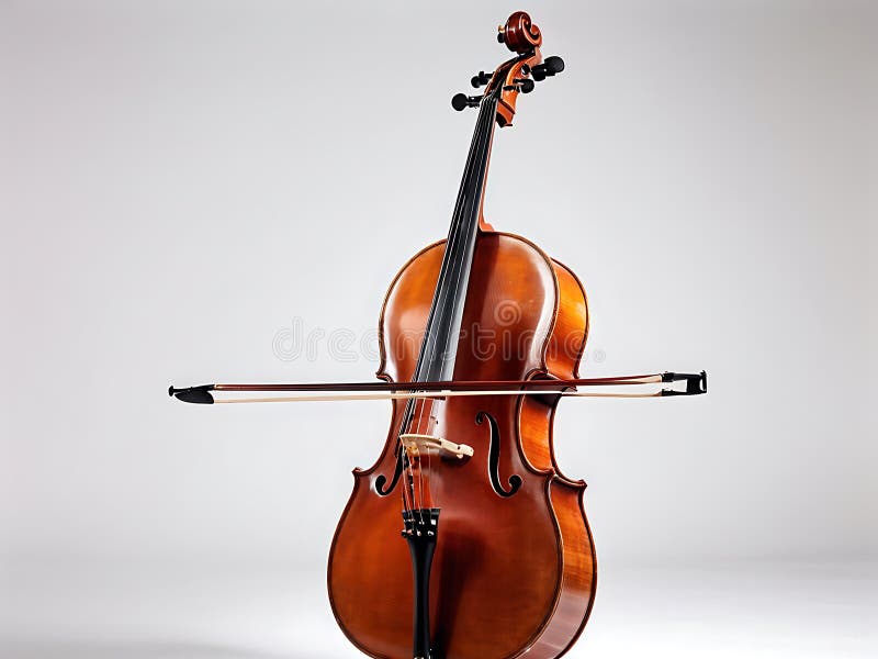 Cello with Bow on a Grey Background Stock Illustration - Illustration ...