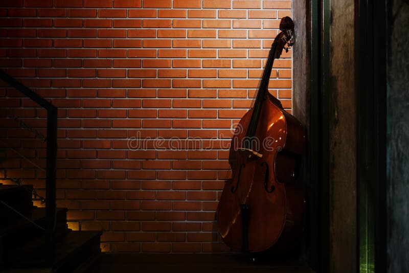 Cello Near Brick Wall and Stair, Classic Interior Stock Photo - Image ...