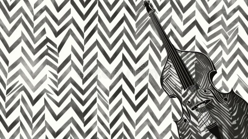 Abstract Cello with Chevron Pattern in Black and White Stock Photo ...