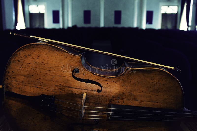 Cello on the stage stock photo. Image of rehearsal, bokeh - 51032910
