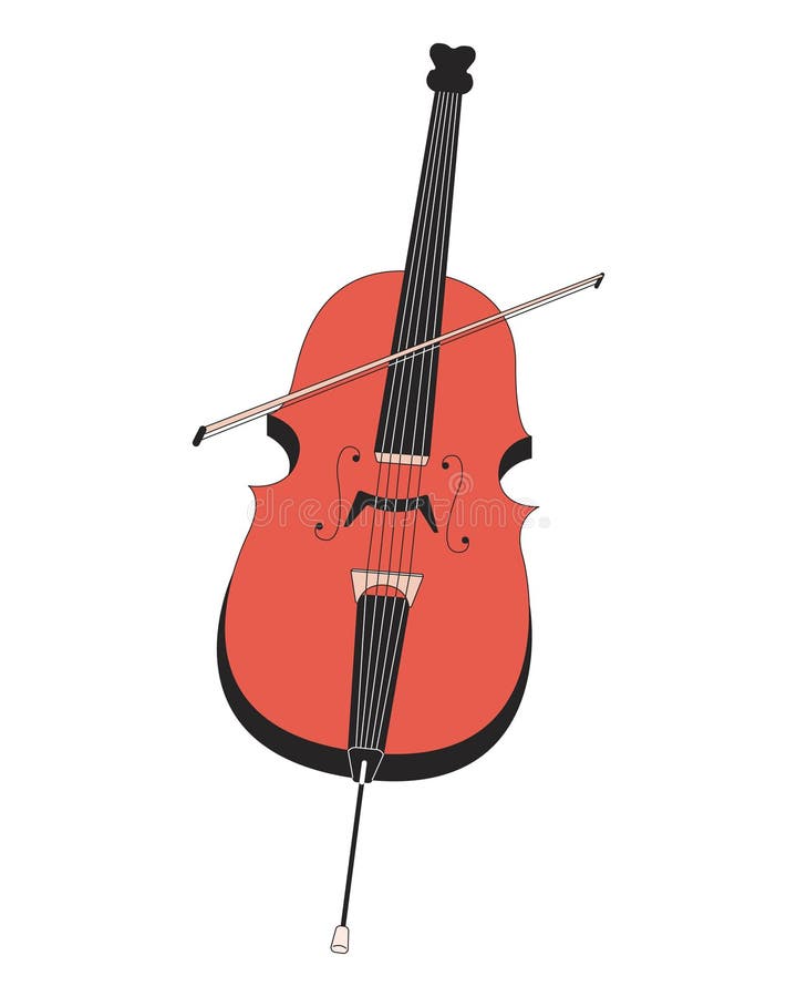 Cello String Instrument 2D Linear Cartoon Object Stock Vector ...