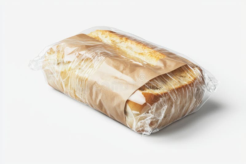 Cellophane and Craft Paper Mockup of a Bread Package Stock Photo ...