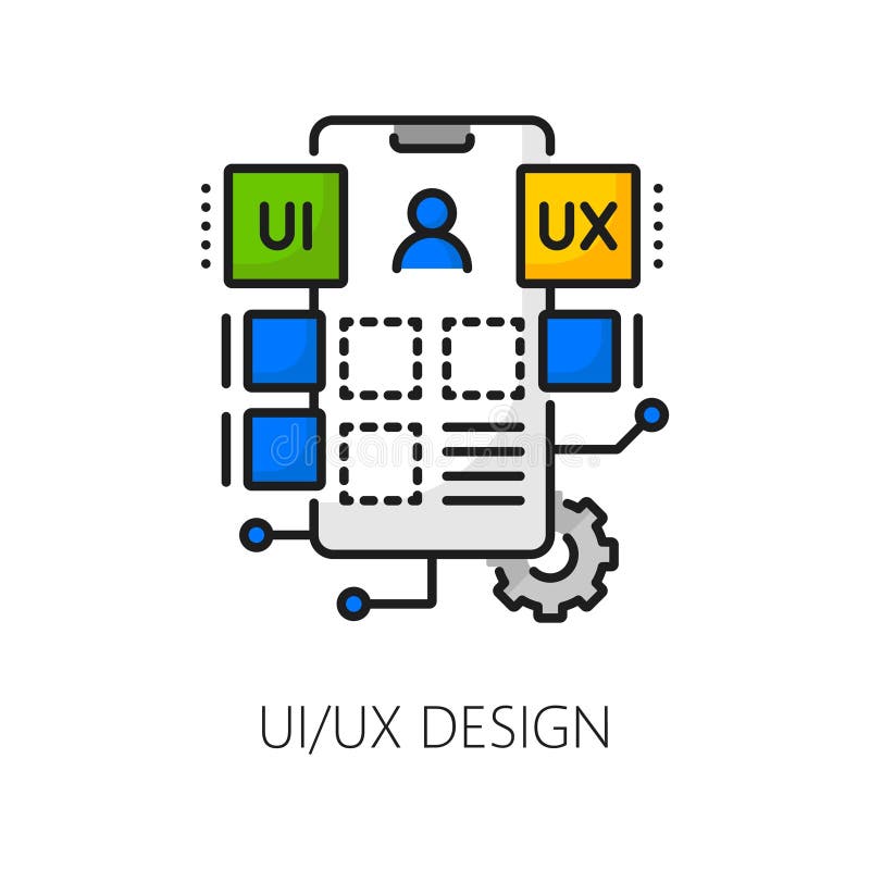 Cellphone App Ui Ux Design Develop Thin Line Icon Stock Vector Illustration Of Software