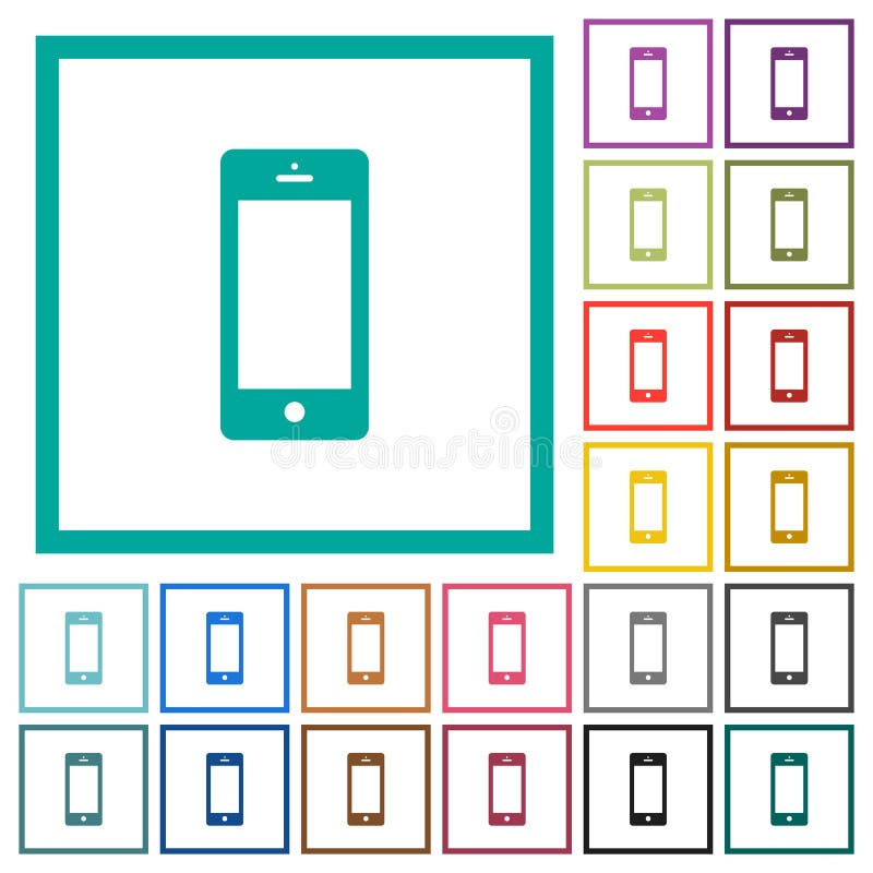 Cellphone with Blank Display Flat Color Icons with Quadrant Frames ...